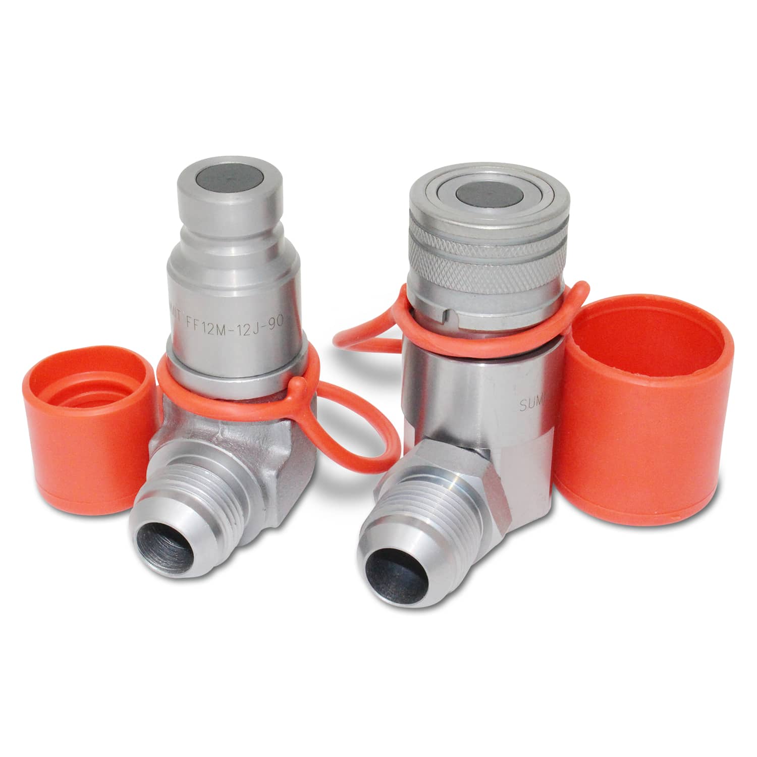 90° Flat Face Hydraulic Quick Connect Coupler Set, 3/4″ JIC Male Thread