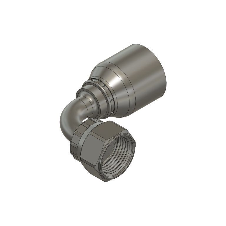 Crimp Fitting, Hose x 90 Deg Long Drop JIC Female