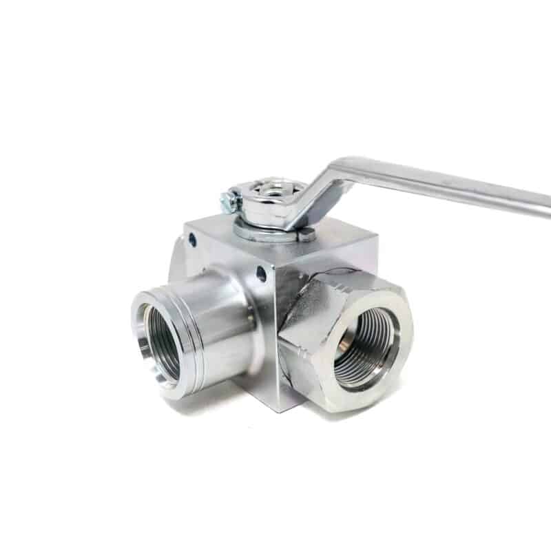 Gemels® 3 Way Ball Valve, Block Style, 1" SAE Ports