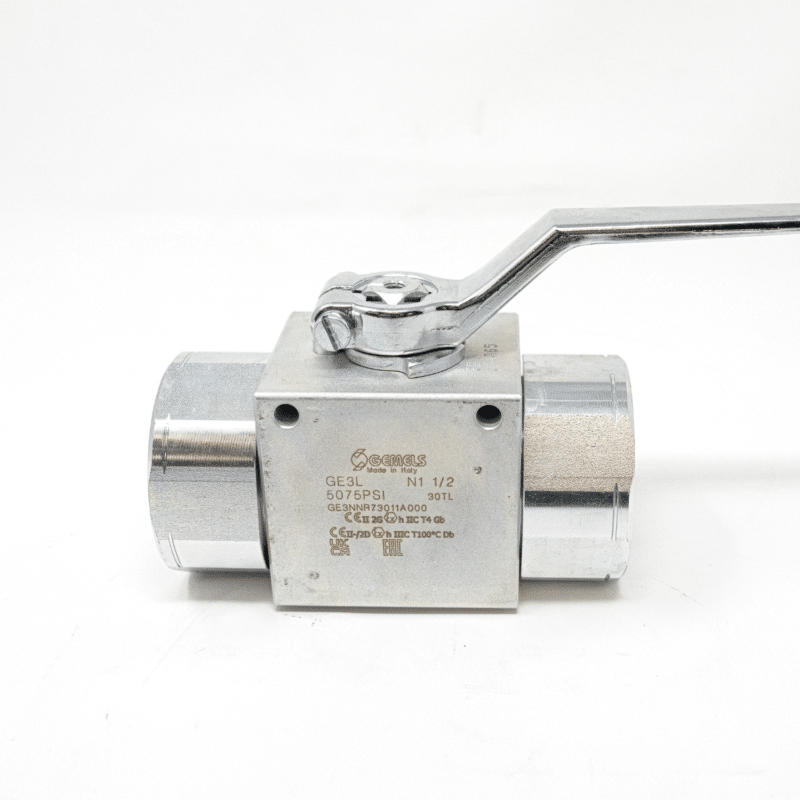 Gemels® 3 Way Ball Valve, Block Style, 1-1/2" NPT Reduced ports