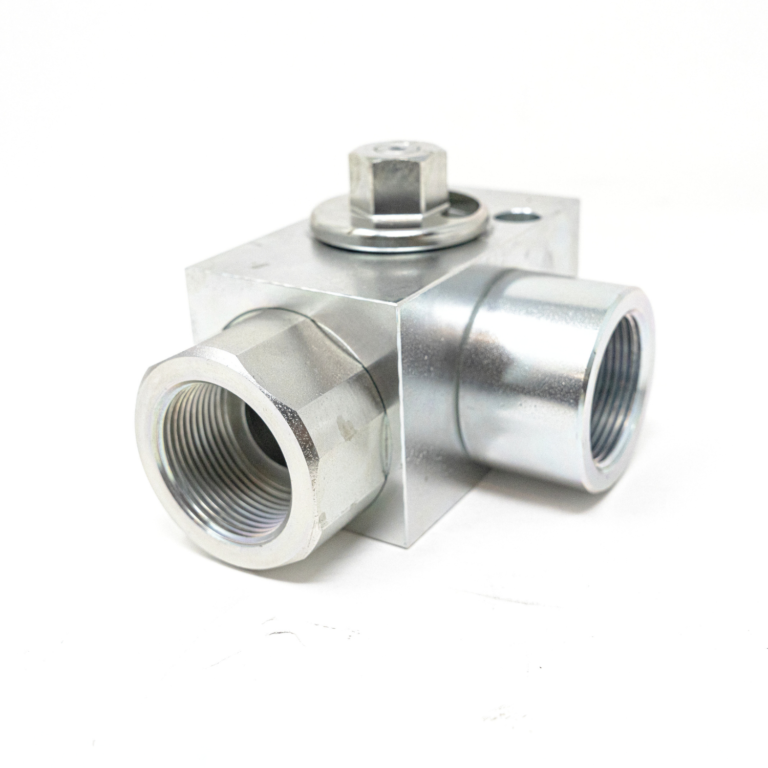 Gemels® 3 Way Excavator Ball Valve, Block, 1-1/4" NPT Reduced