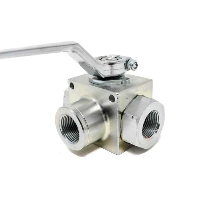 Gemels® 3 Way Ball Valve, Block Style, 3/4" NPT ports