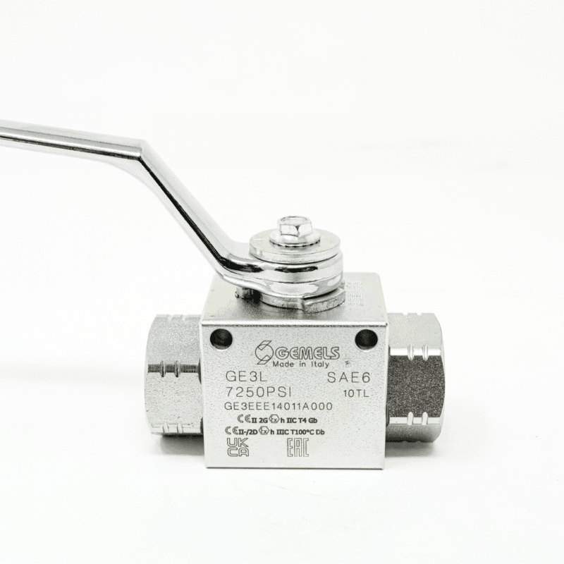 Gemels® 3 Way Ball Valve, Block Style, 3/8" SAE ports