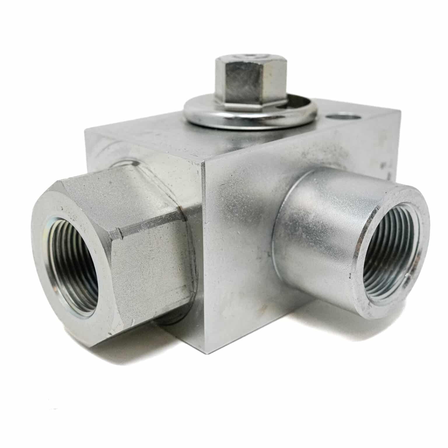 Gemels® 3 Way Excavator Series Ball Valve, Block, 1" NPT Ports